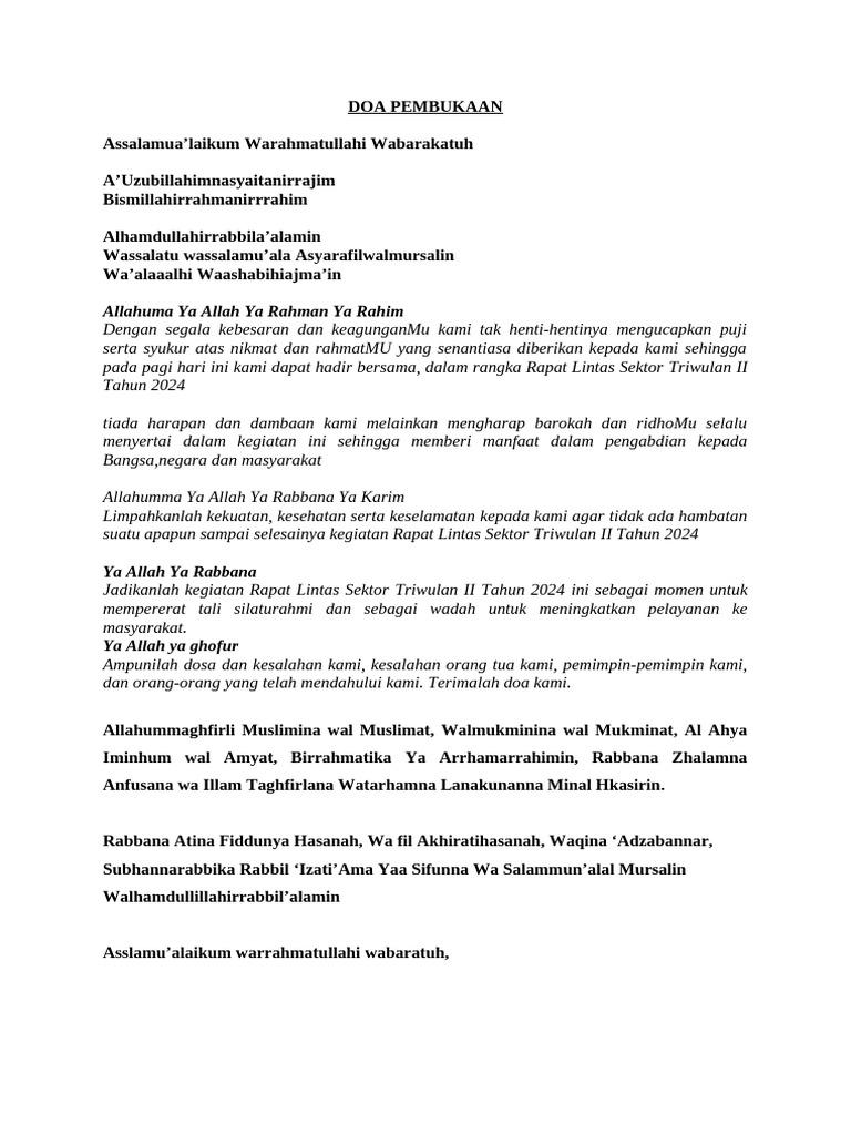 Doa Pembukaan | PDF