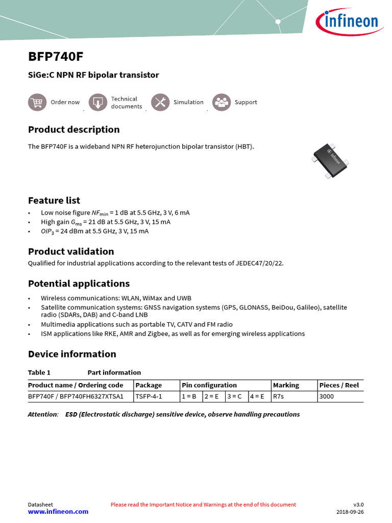 Infineon Bfp740f Ds v03 00 en | PDF | Bipolar Junction Transistor ...