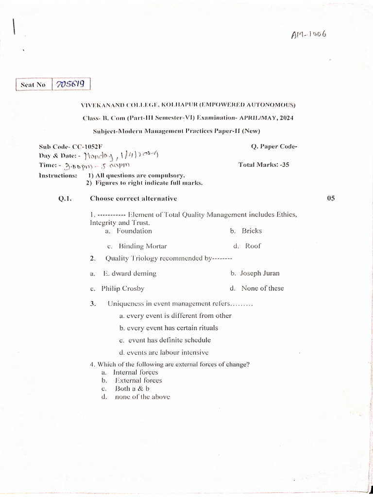 Sem 6 Questions Paper | PDF