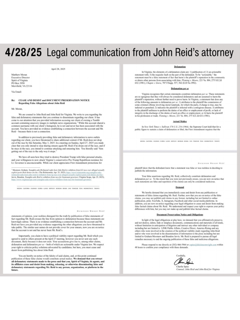 Attorney of GOP LG Candidate John Reid Sends Document Preservation ...
