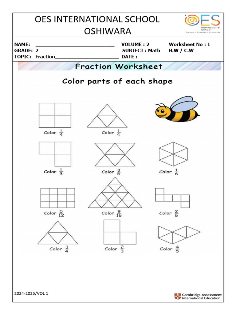 Grade 2 Math Worksheet on Fractions | PDF