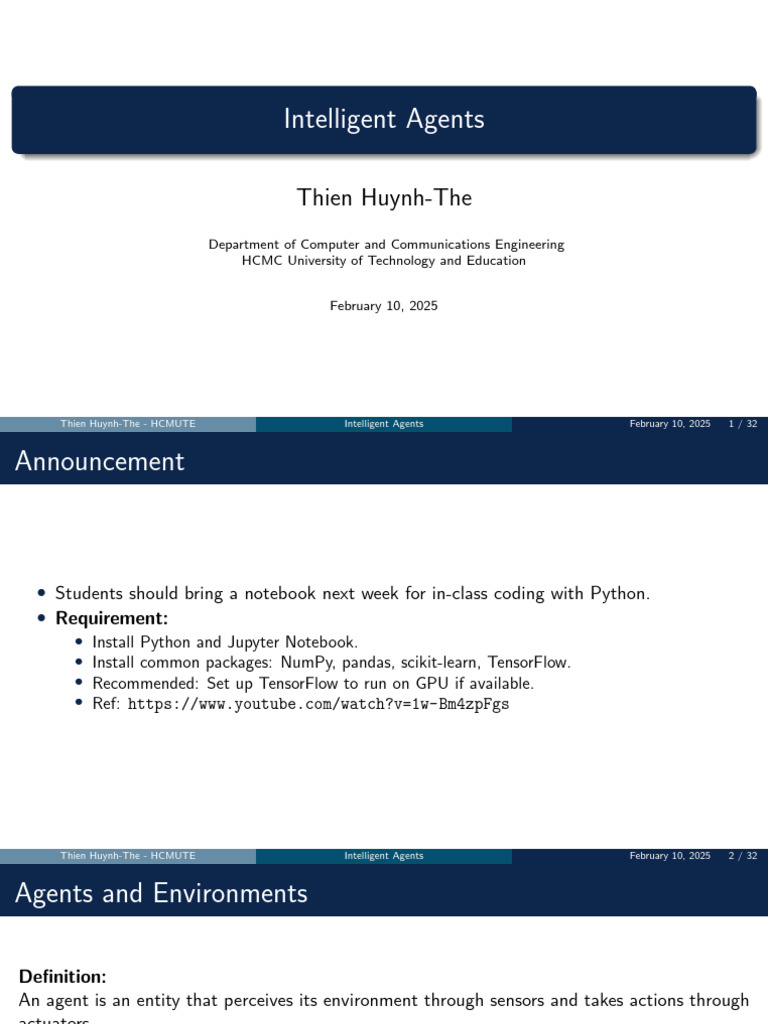 Lecture02 IntelligentAgent | PDF | Cognitive Science | Cognition