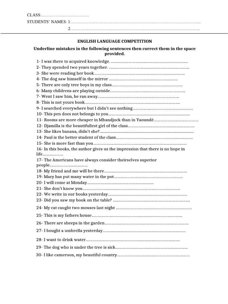 English Language Competition | PDF