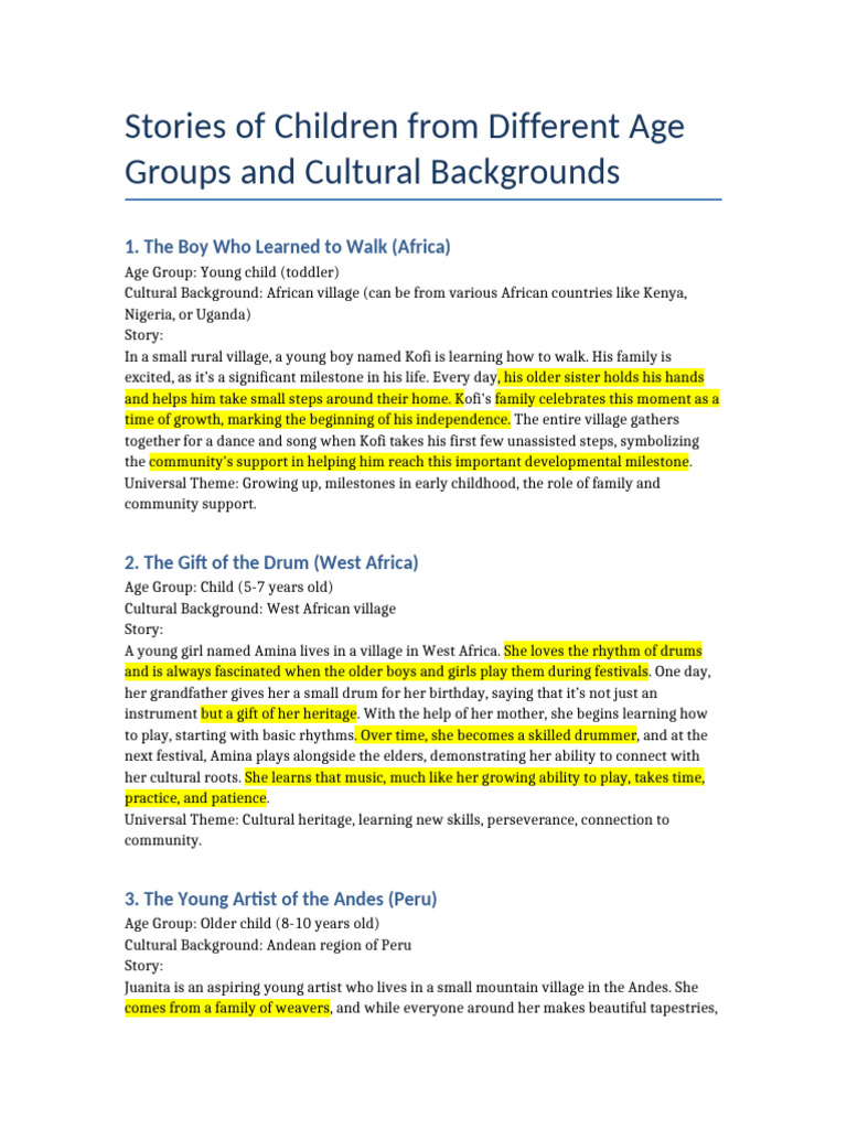 Cultural Stories of Children's Growth | PDF