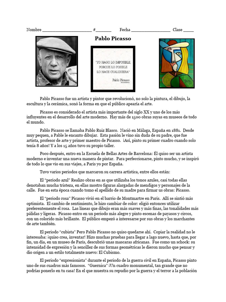 Pablo Picasso | PDF | Pablo Picasso | Cubismo