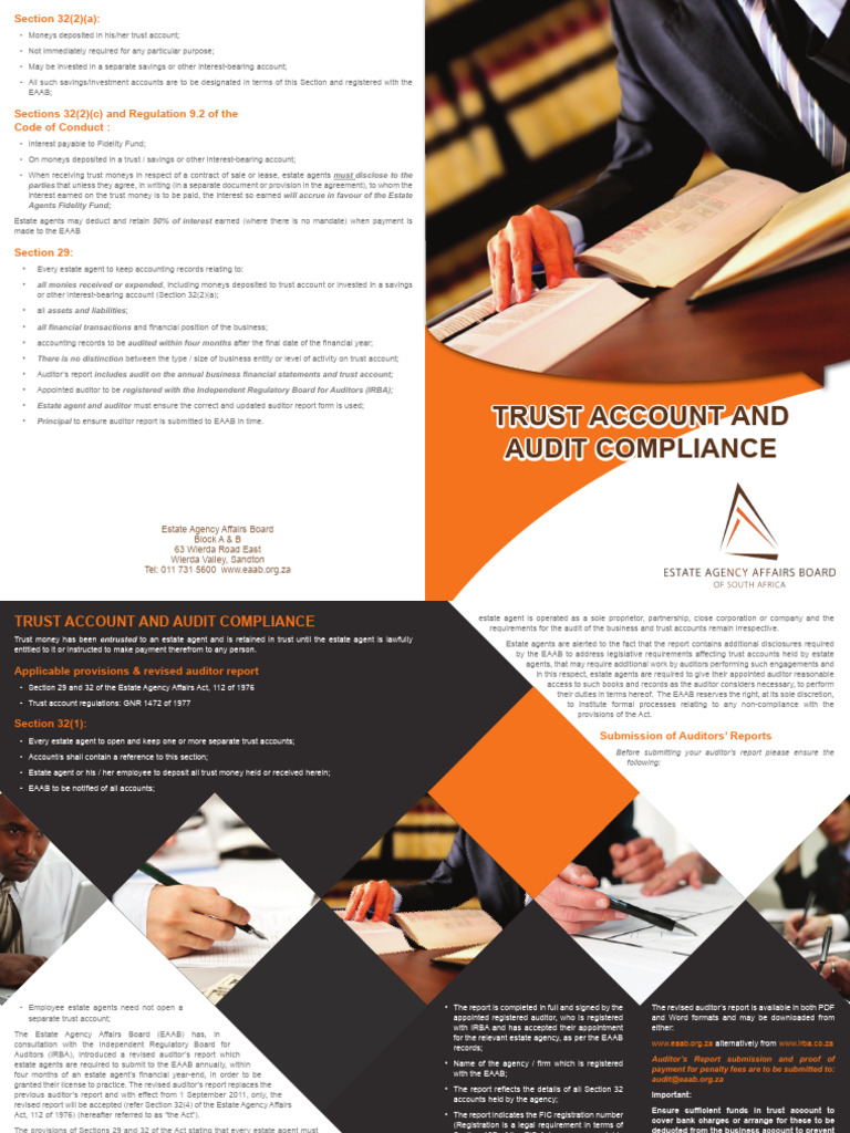 Trust Account and Audit Compliance Brochure | PDF | Audit | Estate Agent