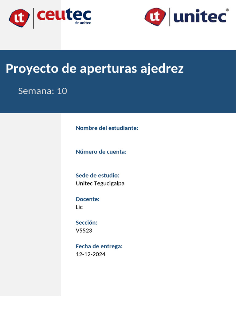 Proyecto Ajedrez s8 | PDF | Aperturas de ajedrez | Ajedrez