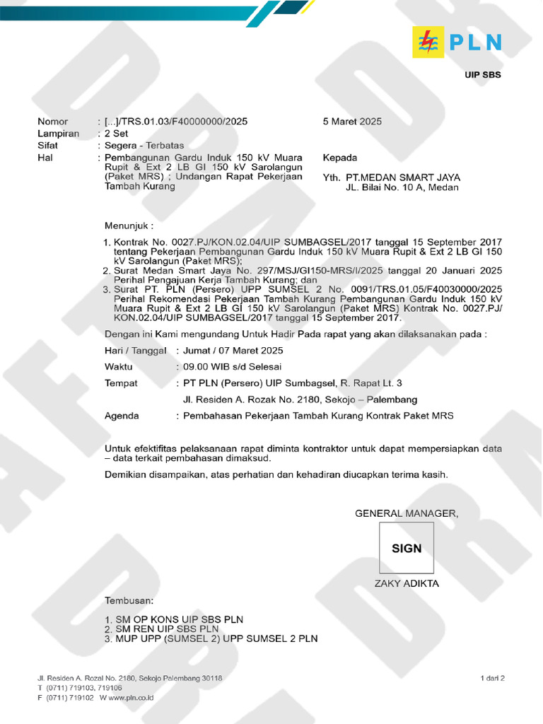 Undangan Rapat CCO Paket MRS | PDF