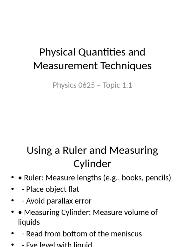 Physics 0625 Physical Quantities and Measurements | PDF
