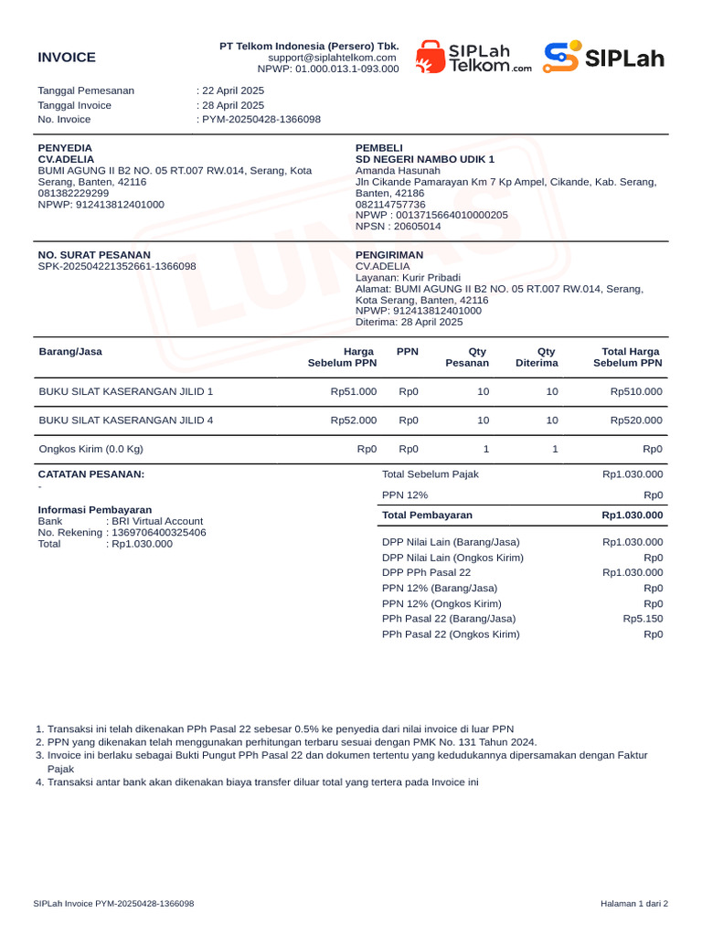 Invoice PYM 20250428 1366098 | PDF