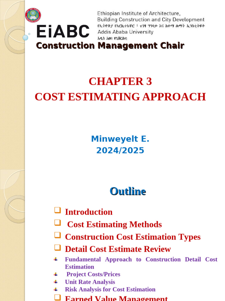 Chapter 3 Construction Cost Estimation 2024 | PDF | Business