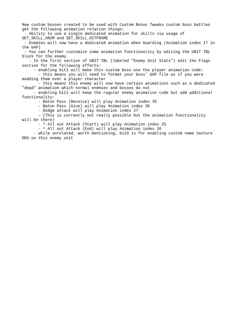 Custom Boss Animation Stuff | PDF