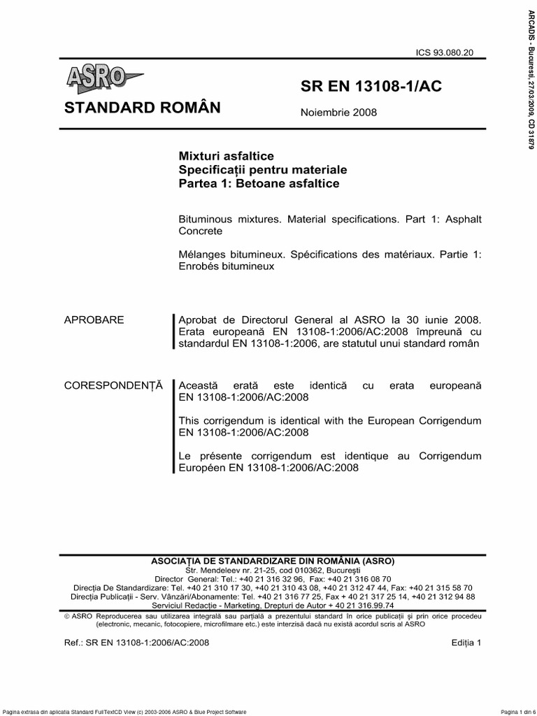 SR EN 13108 1 AC Mixturi Asflatice Betoa | PDF