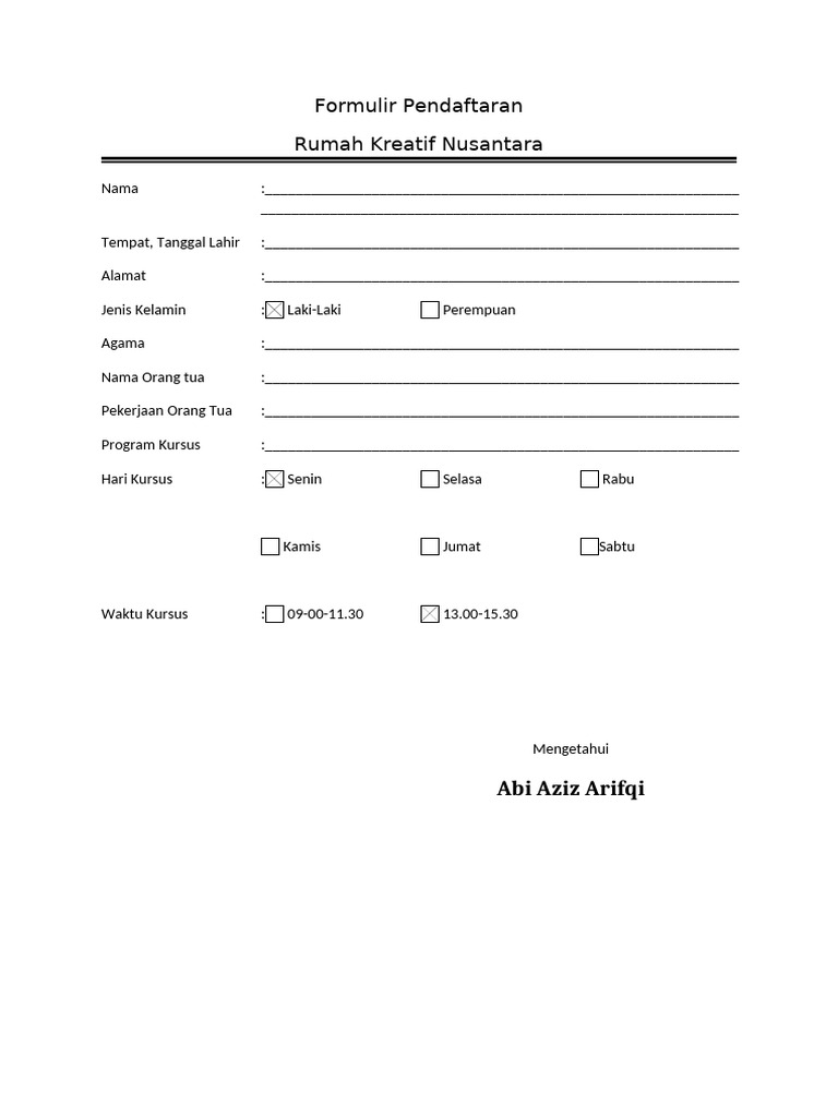 Formulir Pendaftaran | PDF