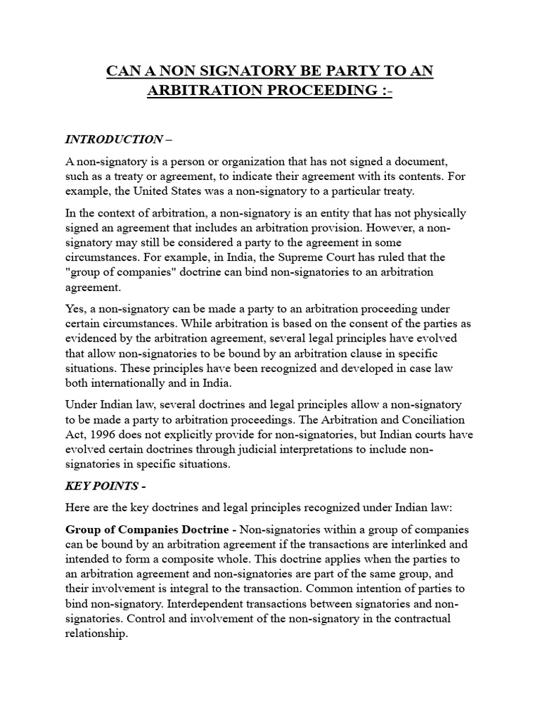 Can A Non Signatory Be Party To An Arbitration Proceeding | PDF | Arbitration | Assignment (Law)
