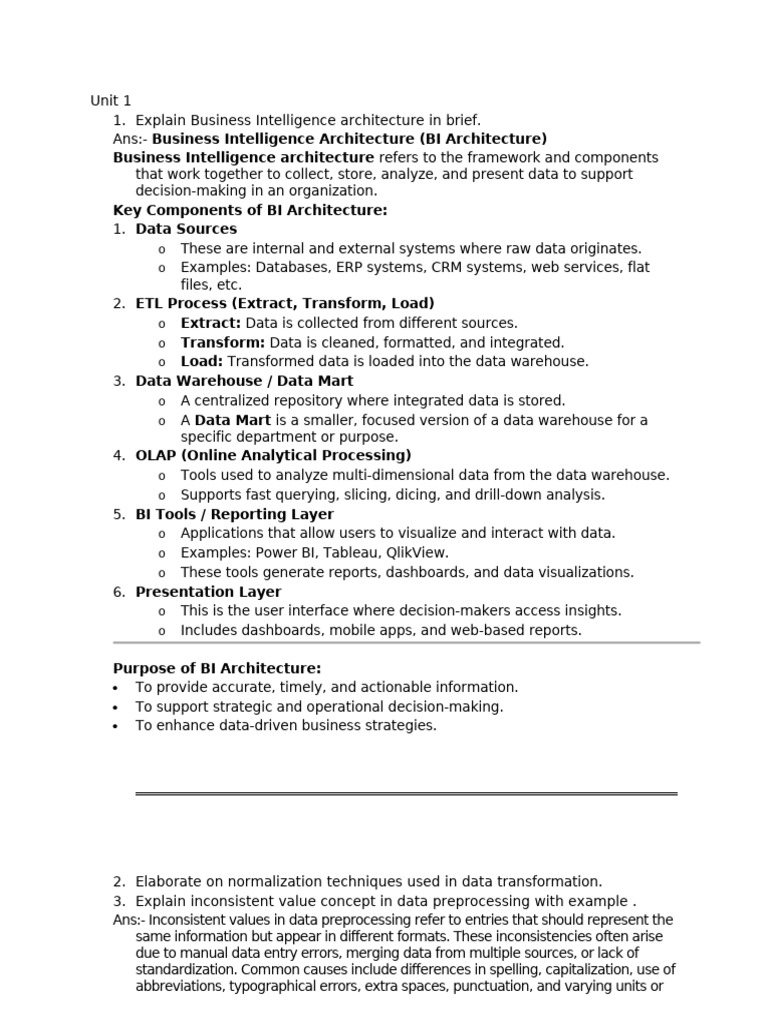 Business Intelligence Question Bank | PDF | Cluster Analysis | Data ...