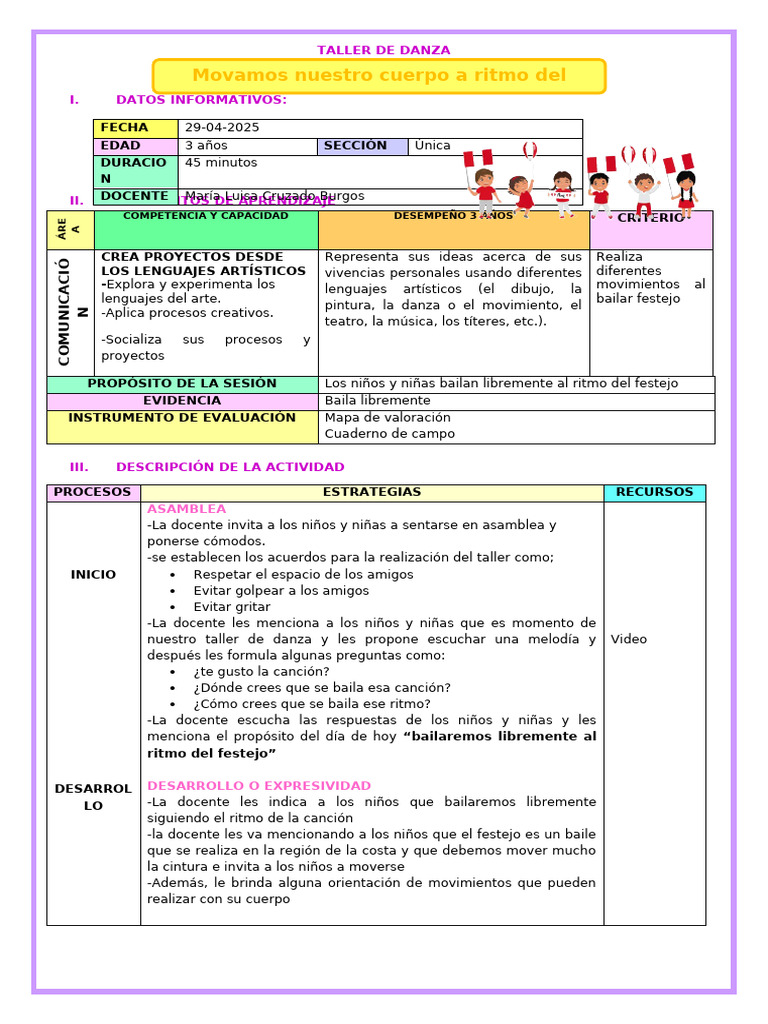 Ea 02 - Semana 2 - Taller de Danza-Bailemos Festejo - 29-04 | PDF | Bailes | Ritmo