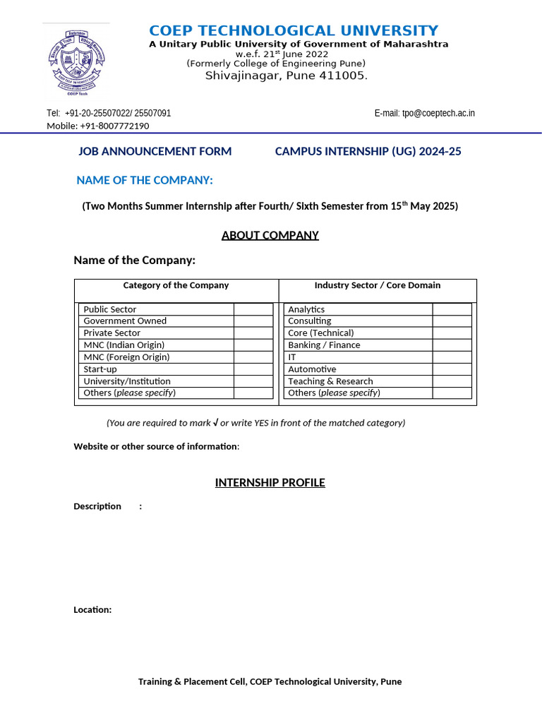 JAF 2 for Summer Internship 2 Months for Second Year or Third Year Internship | PDF | Engineering