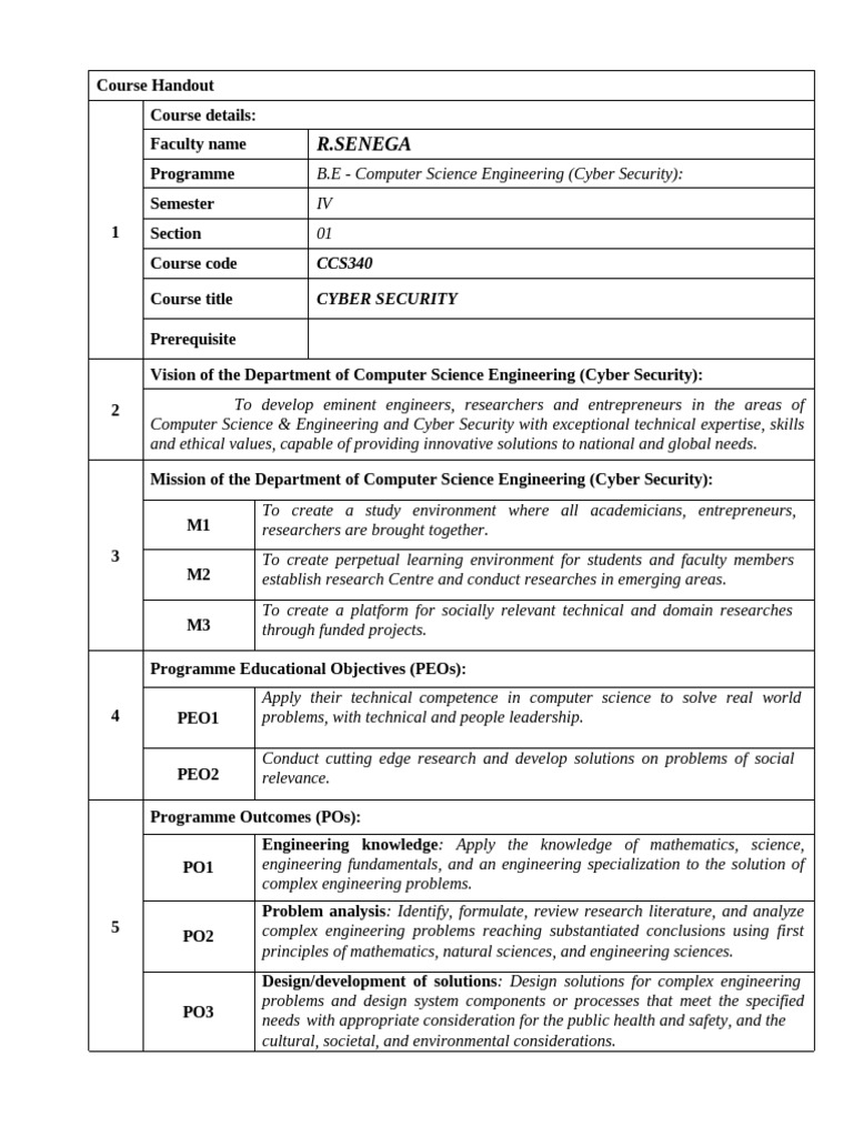 Cyber Security Handout Front Page | PDF | Engineering | Science