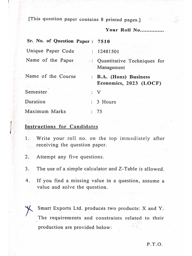 Sem V QTM - CBCS 2023 | PDF