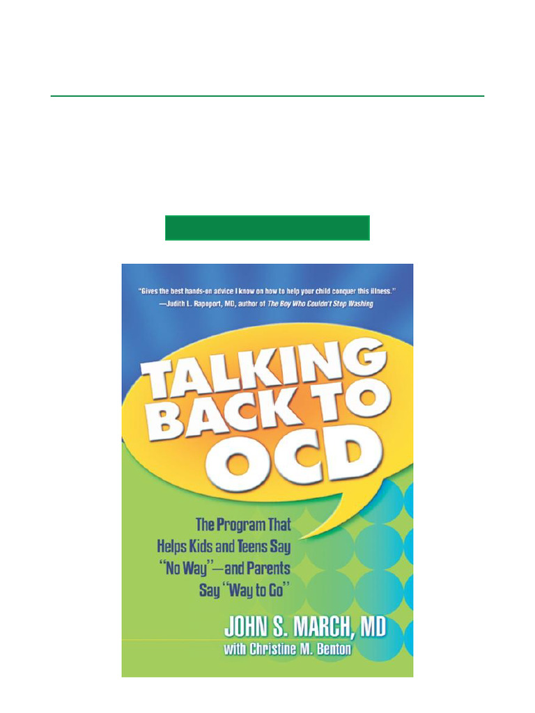 Talking Back To OCD The Program That Helps Kids and Teens Say "No Way ...