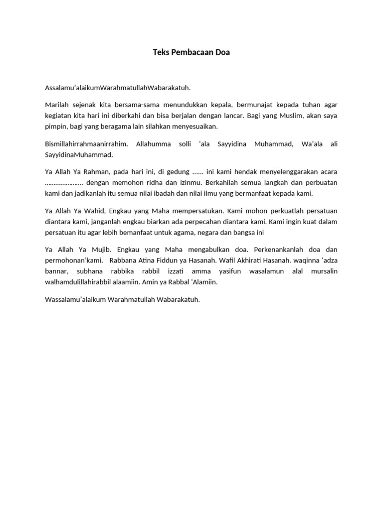 Teks Pembacaan Doa Upacara | PDF