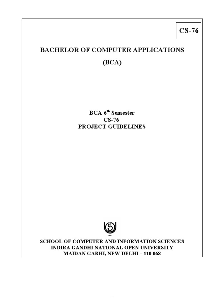 Bachelor of Computer Applications (BCA) : Bca 6 Semester CS-76 Project ...