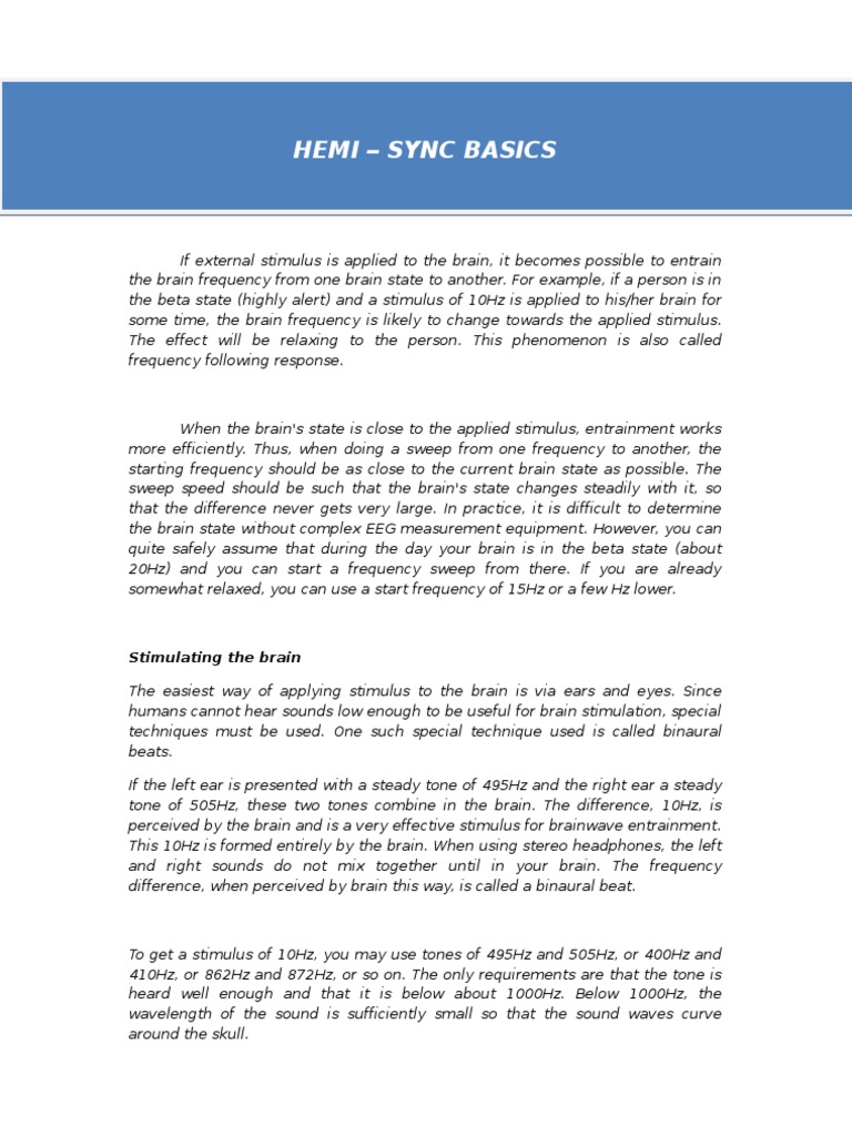 Hemi Sync Basics | PDF | Electroencephalography | Sleep