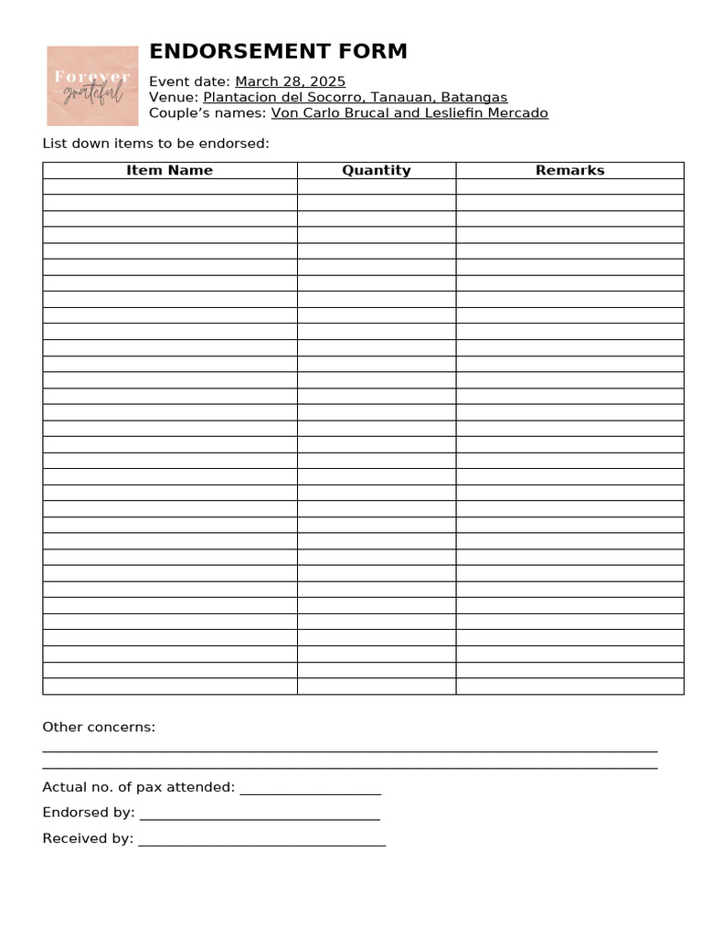 Endorsement Form | PDF