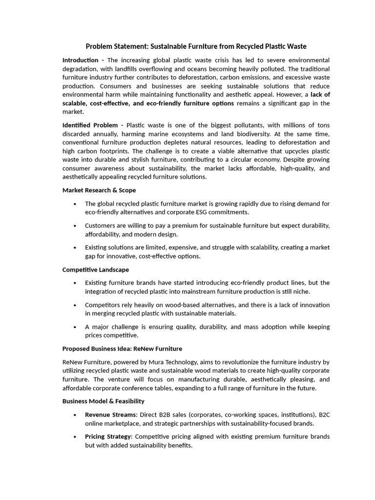Group 3-ReNew Furniture-Problem Statement | PDF | Sustainability ...