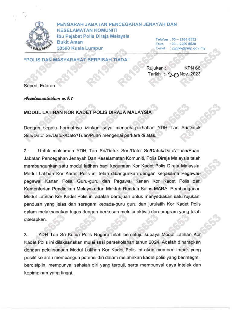 Modul Latihan Kor Kadet Polis | PDF