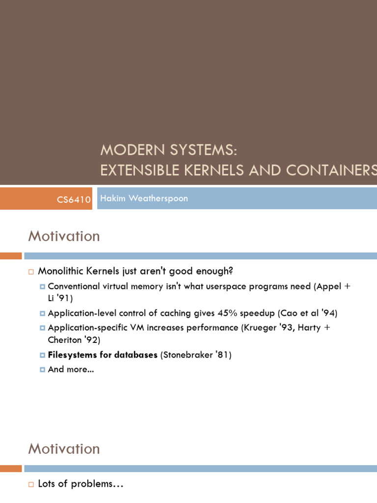 08-exokernels-containers | PDF | Kernel (Operating System) | Virtual Machine