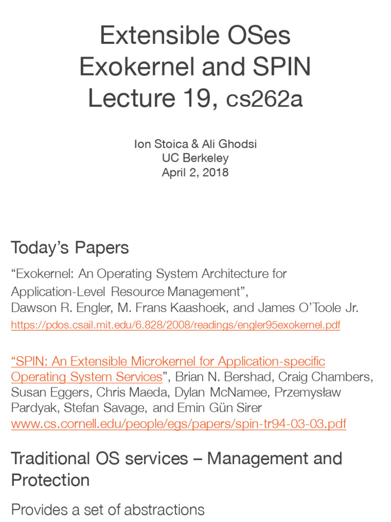 19 Extensible Oses Exokernel Spin | PDF | Kernel (Operating System) | Operating System