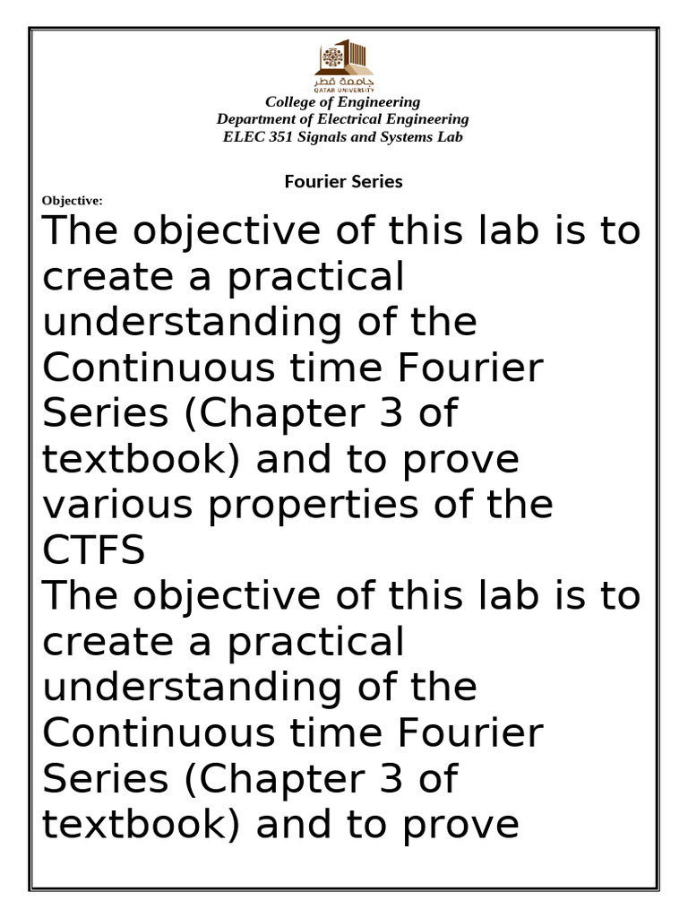 Session6 - Fourier Series | PDF | Fourier Series | Spectral Density