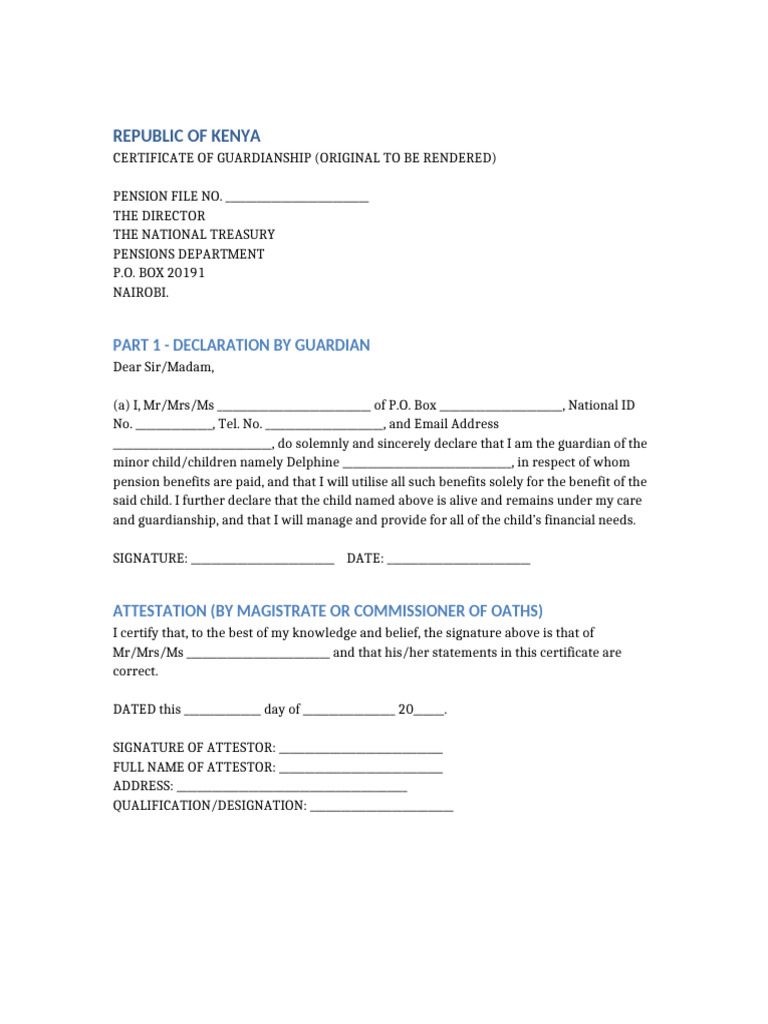 Certificate of Guardianship Delphine | PDF