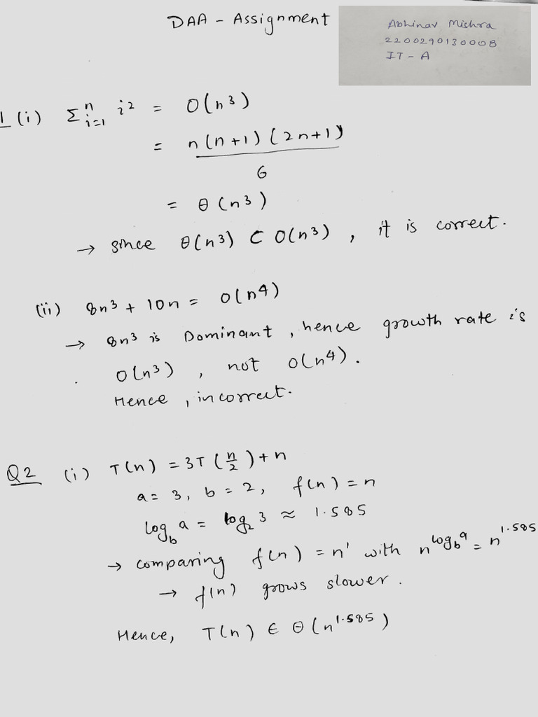 DAA Assignment 1-1 | PDF