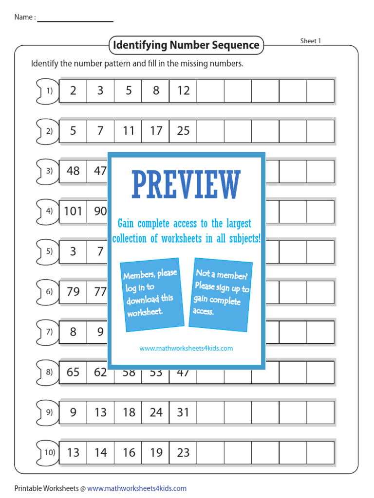 Identify Missing Numbers in Sequences | PDF