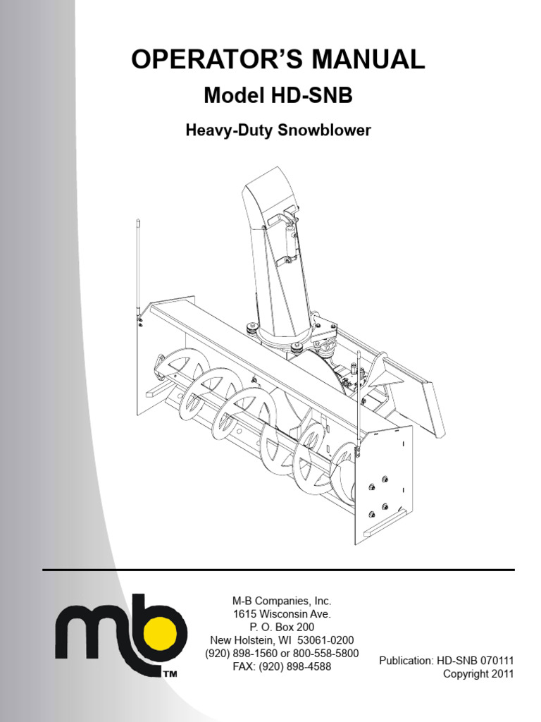 Hd-snb Op Man 滑移转载机扬雪机 | PDF | Safety | Screw