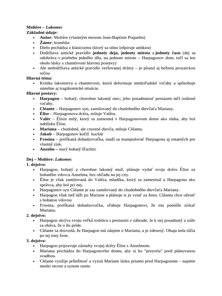 Moliére - Lakomec | PDF