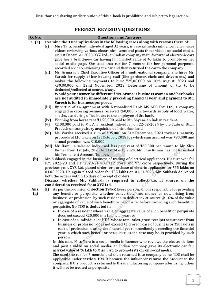 TDS & TCS Questions | PDF