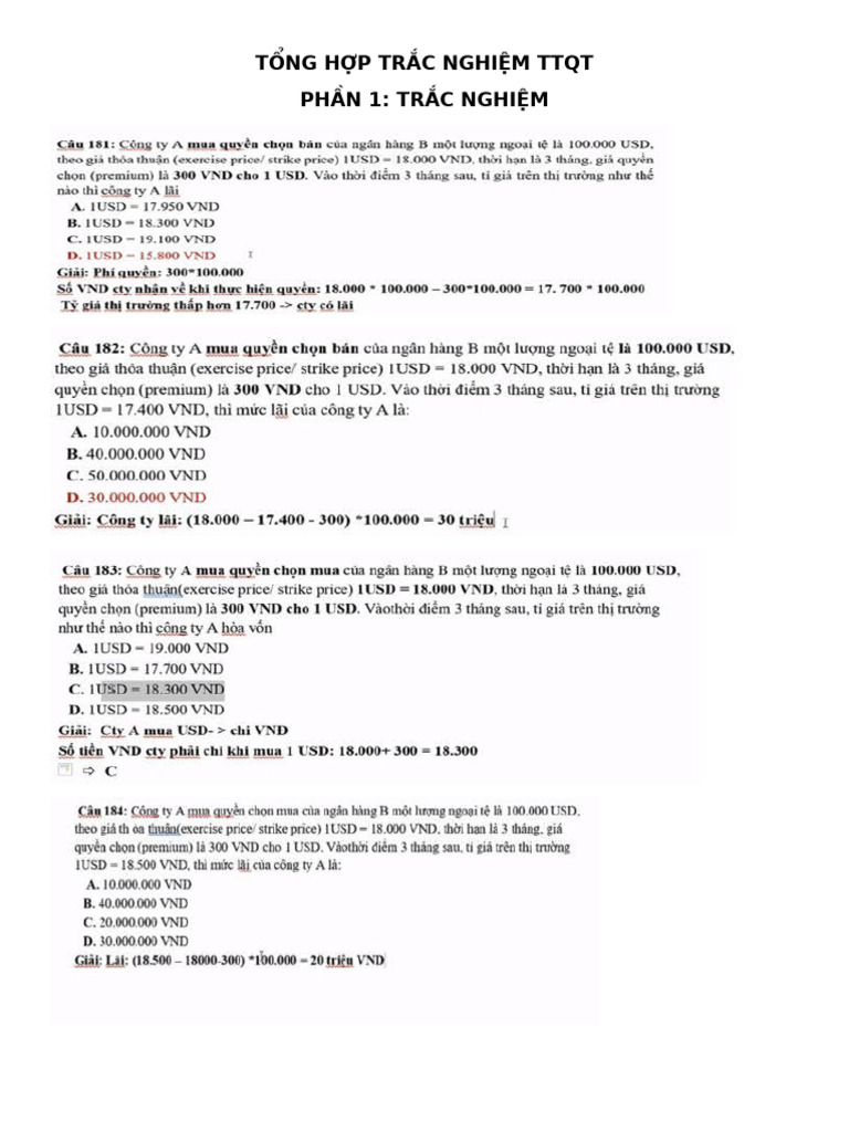 Đáp Án Ôn Tập Gk Ttqt | PDF