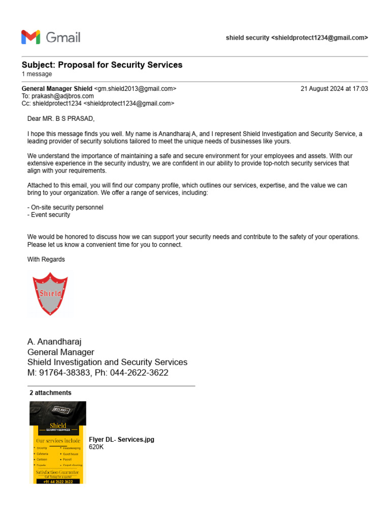 Adjbros Proposal For Security Services | PDF