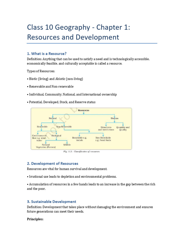 Class 10 Geography Chapter 1 Resources and Development Updated | PDF | Soil | Environmental ...