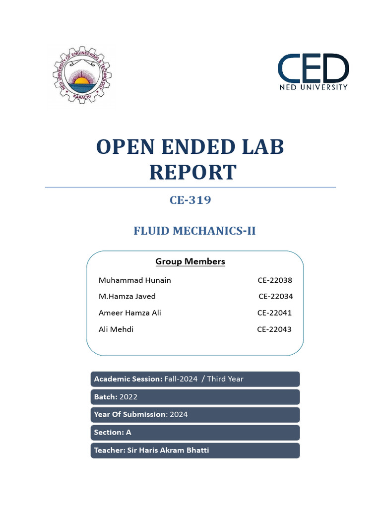 OEL Report of Fluid Mechanics 2 | PDF | Discharge (Hydrology) | Spillway
