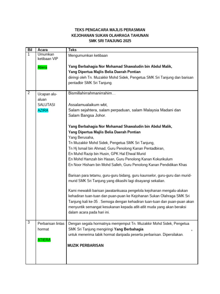 372491696-Teks-Pengacara-Majlis-Perasmian-Sukan-Tahunan-Sekolah | PDF
