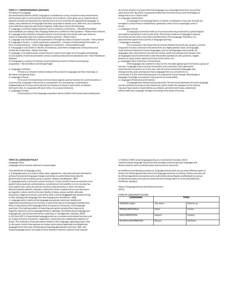 Language Policies and Programs Part 1 | PDF | Multilingualism | First ...