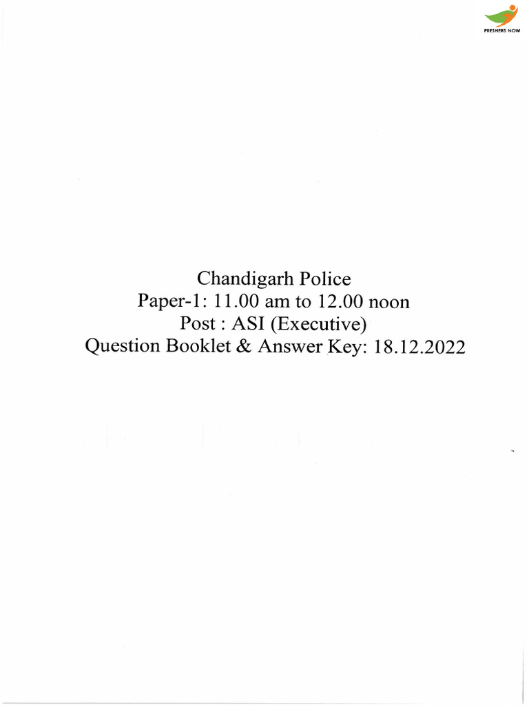 Chandigarh Police ASI 2022 Question Paper | PDF