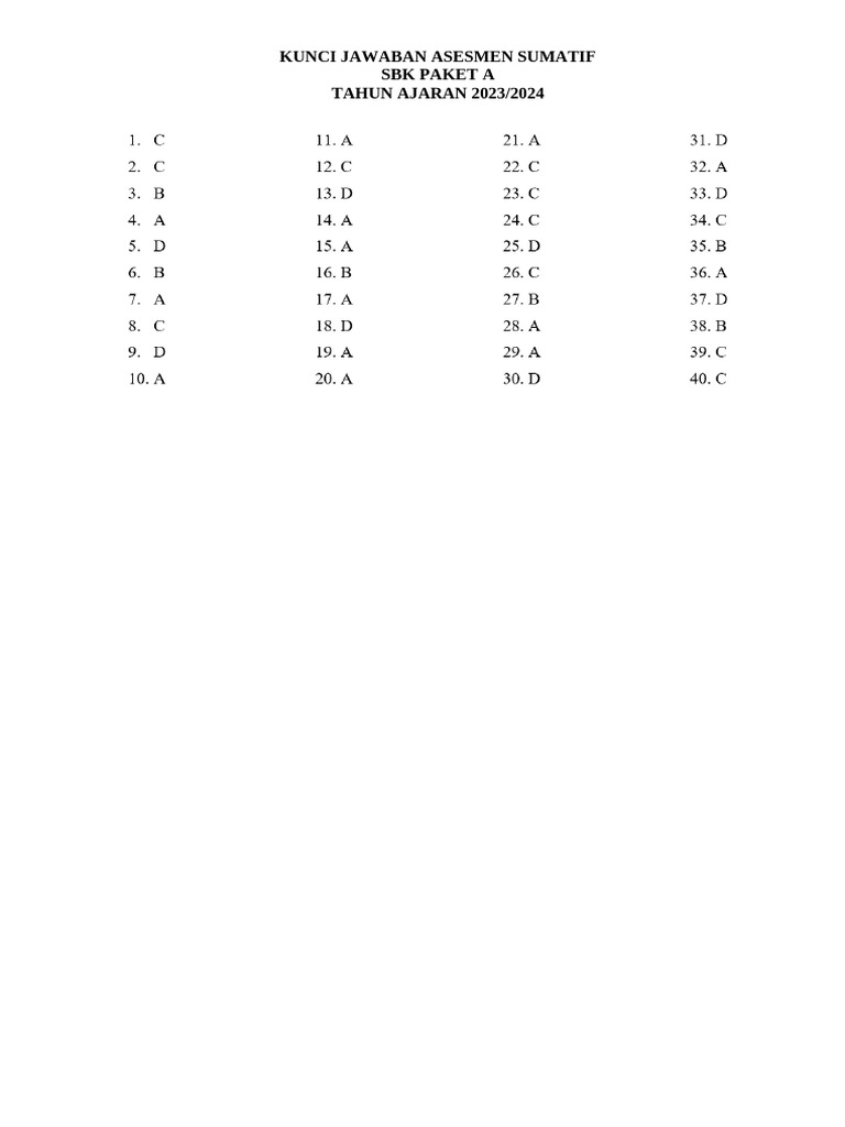 Kunci Jawaban Asesmen Sumatif SBK | PDF