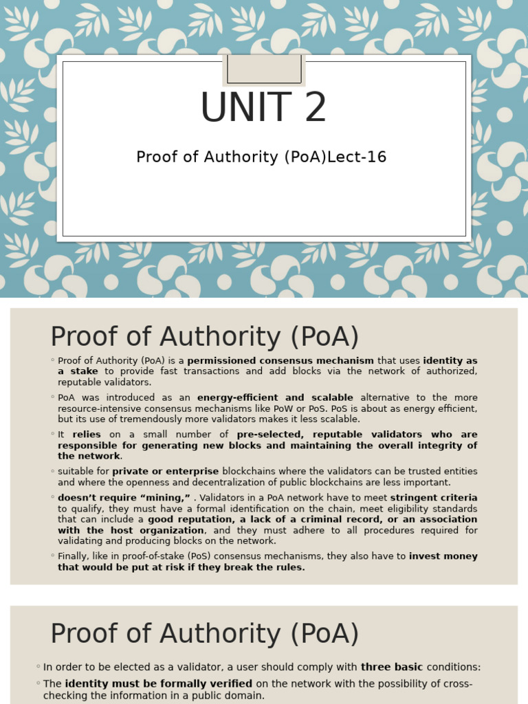 Lect-16 - Proof of Authority (PoA) | PDF | Computing | Computer Security