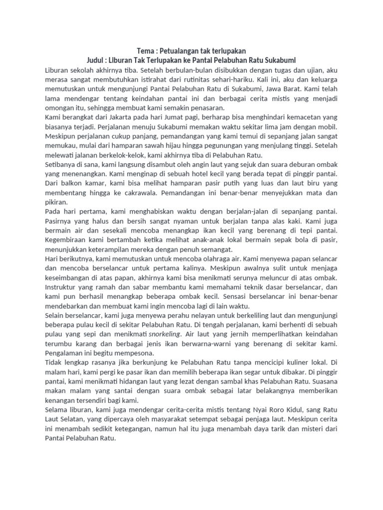 Cerita FLS3N Tema Petualangan Tak Terlupakan | PDF